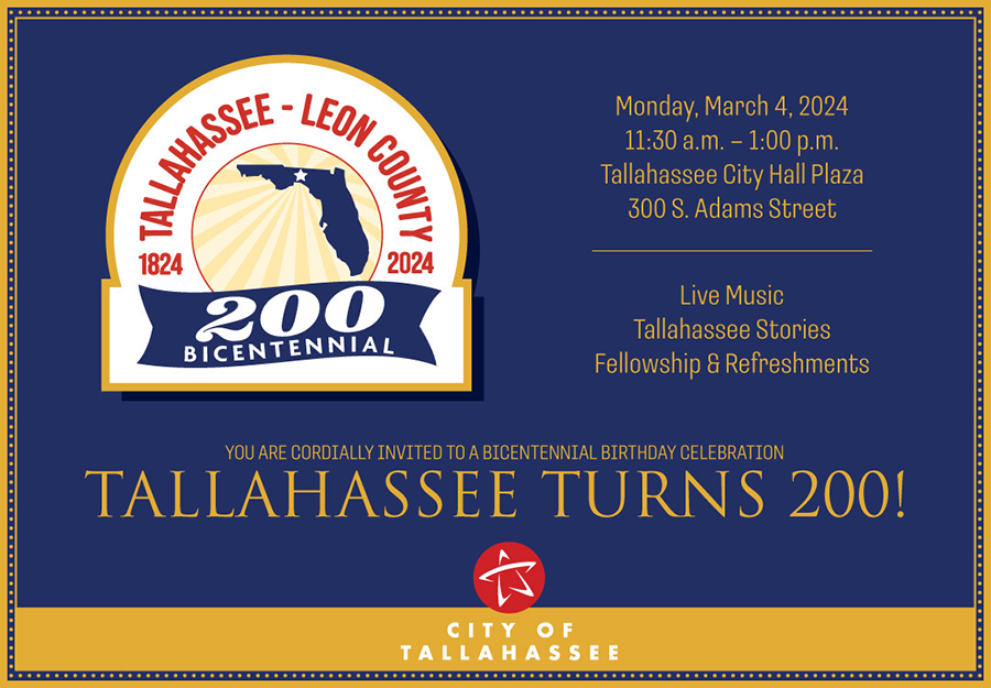 Tallahassee Turns 200 on March 4, 2024 | News Archive | Talgov.com